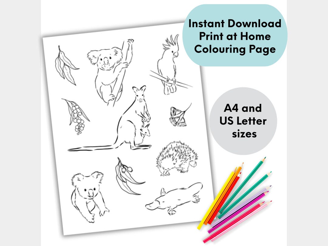 Printable Australian Animals Coloring Page, Australian Wildlife ...