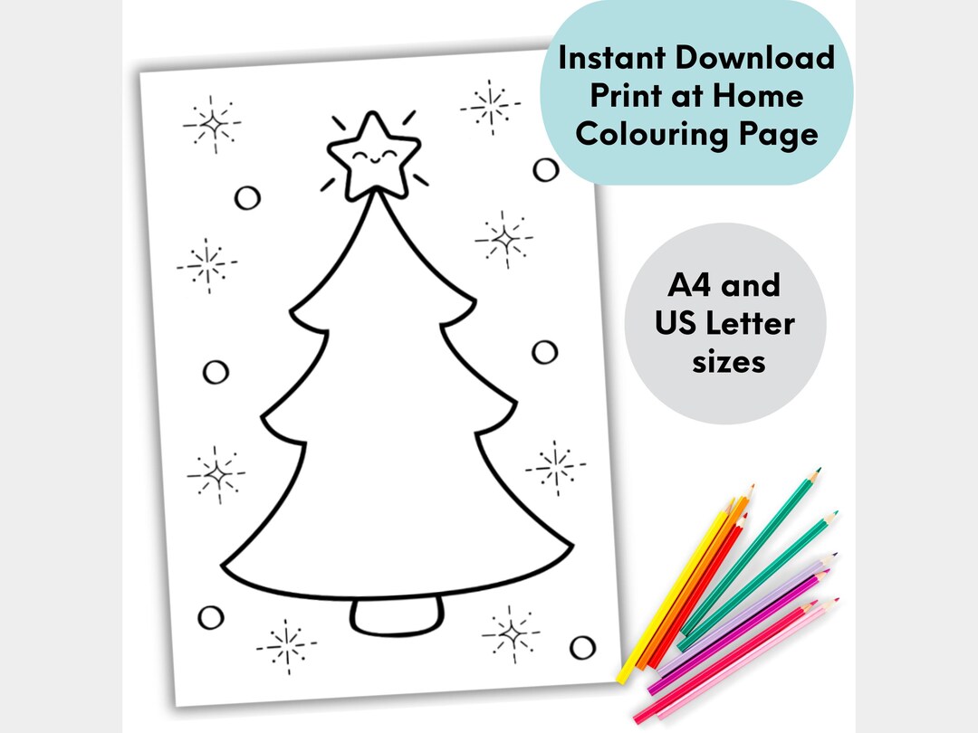 Printable Christmas Tree Coloring Page for Kids, Christmas Colouring ...