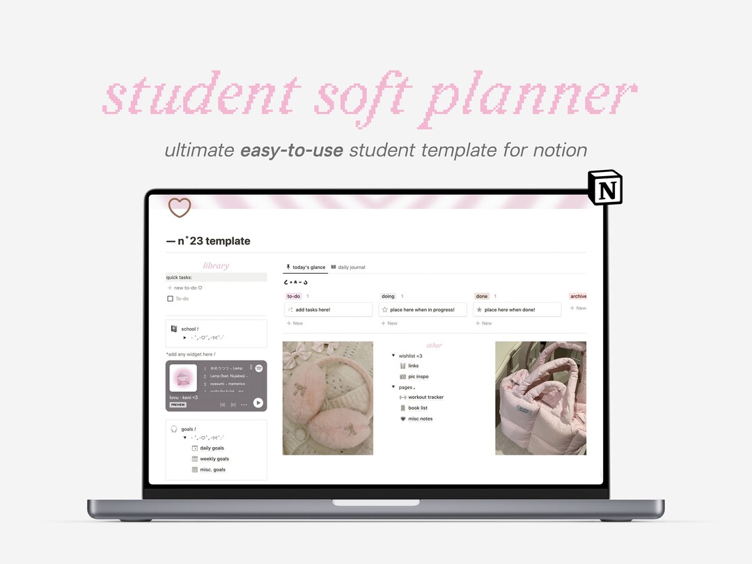 2023 Notion 'student Soft Planner' Pink Aesthetic Student Planner ...