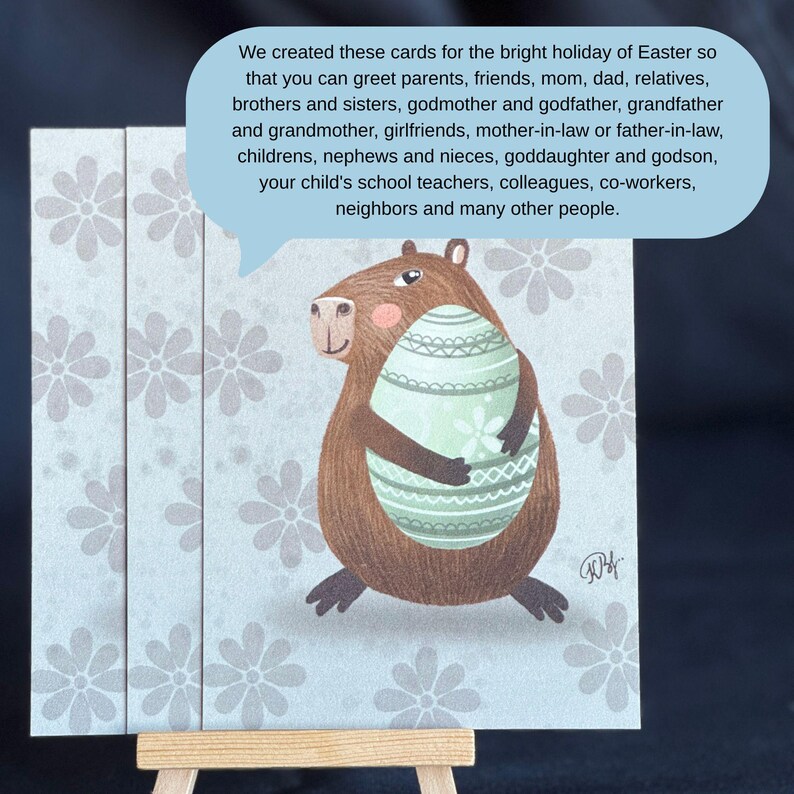 Capybara Easter Gift Card | Art Print 4.1 X 5.8" | Illustraded ...