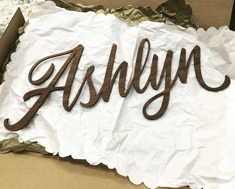 Large Name Wood Sign | Custom Name Sign | Handwritten Modern Font ...