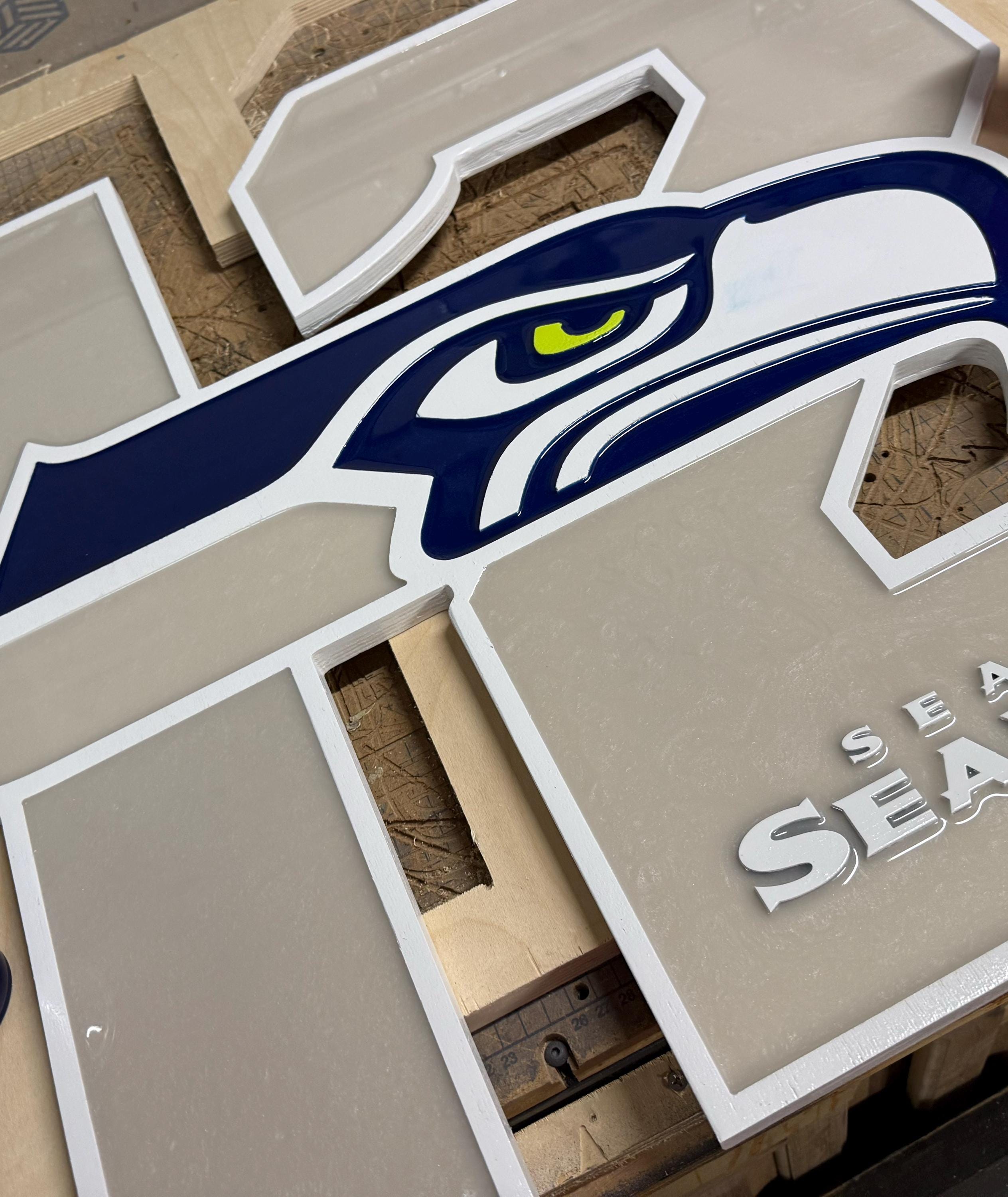 Large Seattle Seahawks “12” Wall Art | 28” 3D Layered Wooden Sign ...