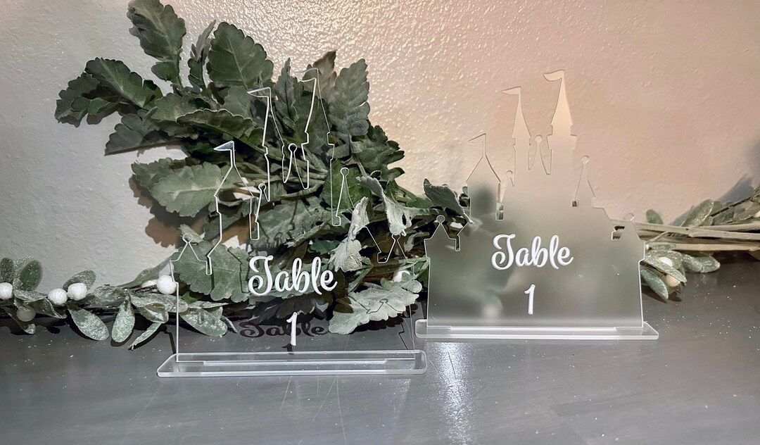 Clear/frosted Acrylic Castle Table Number Sign W/ Stand. - Etsy