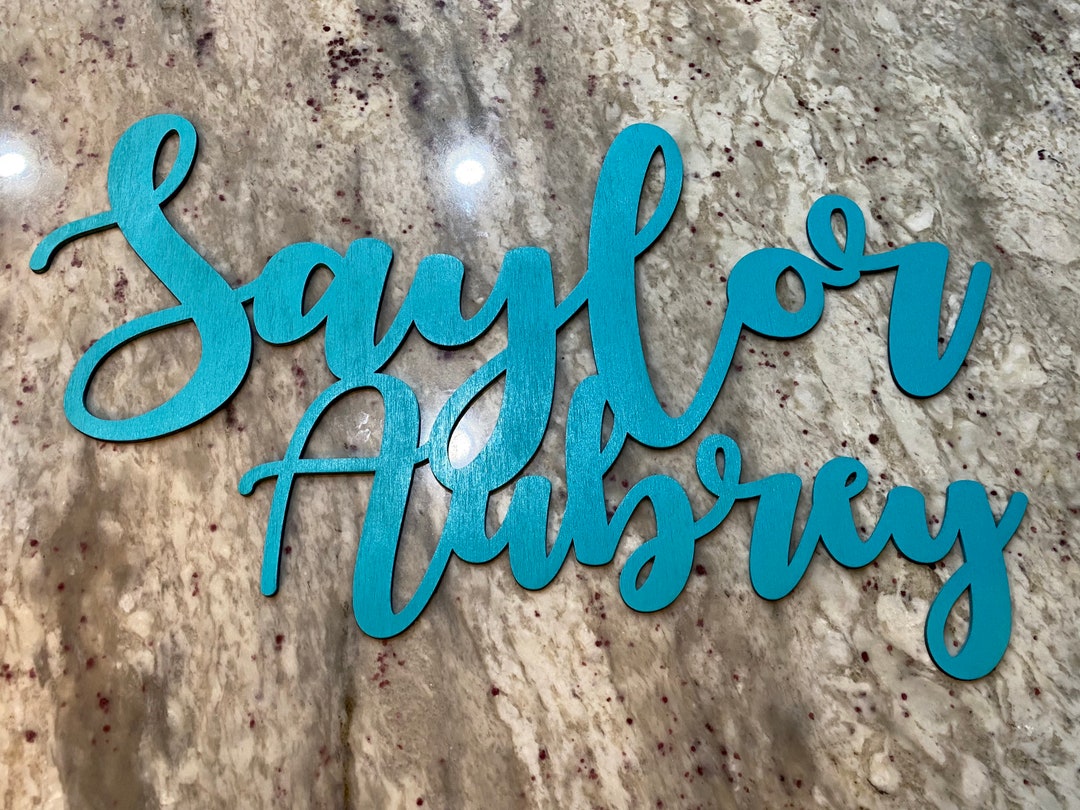 Large Double Name Wood Sign | Custom Name Sign | Handwritten Modern ...