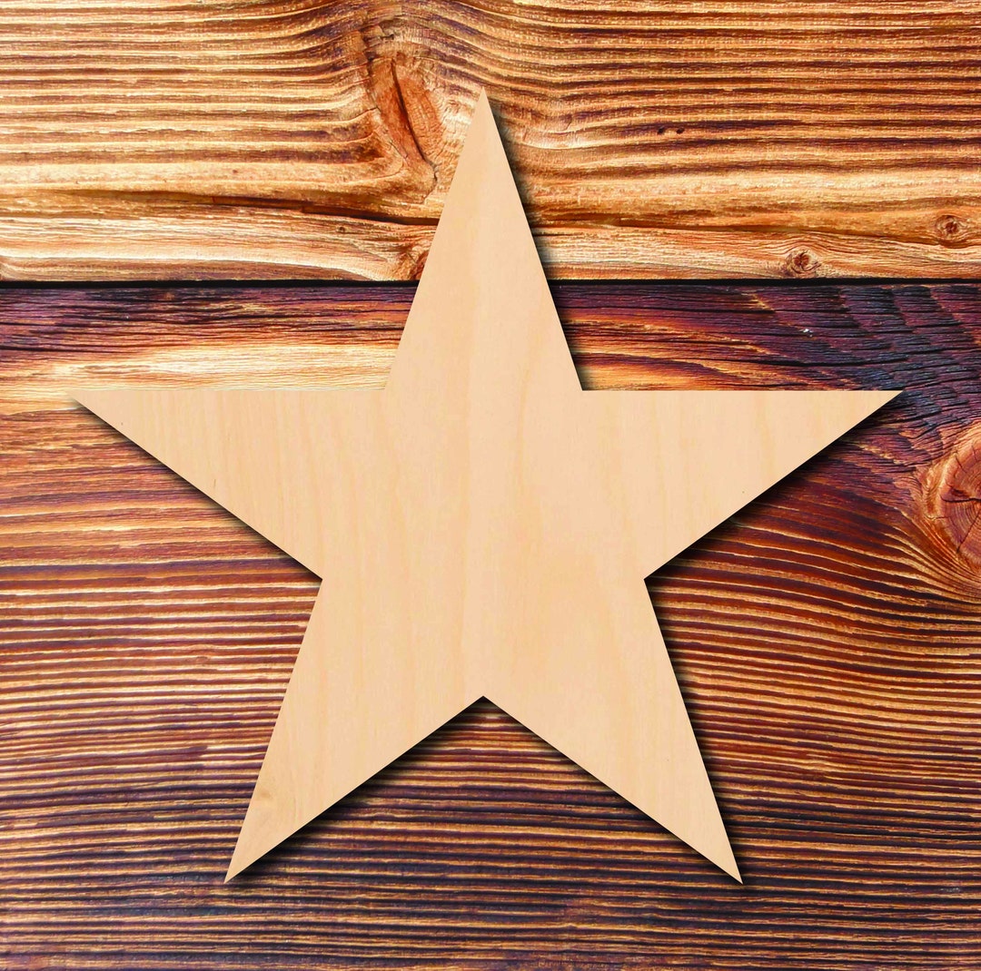Star Shape - Laser Cut - Multiple Sizes - Unfinished Wood - Cutout ...