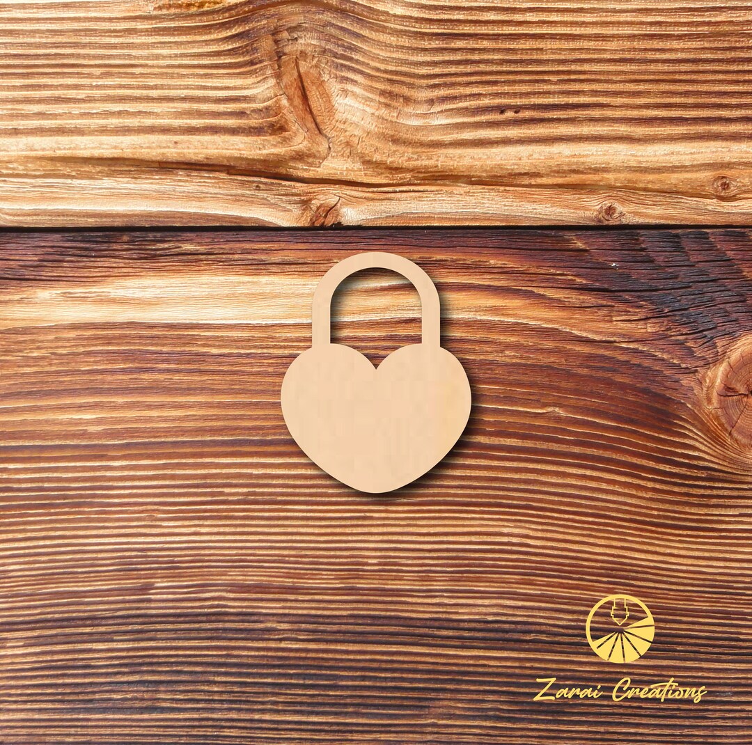 Heart Lock - Laser Cut - Multiple Sizes - Unfinished Wood - Cutout ...