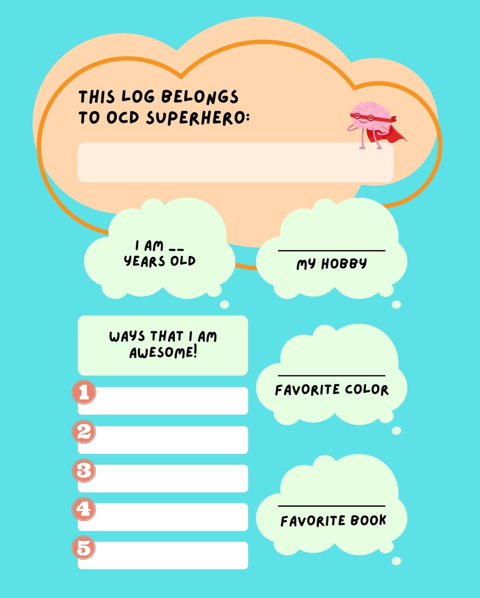 Printable OCD Therapy Log for Kids and Their Caregivers - Etsy