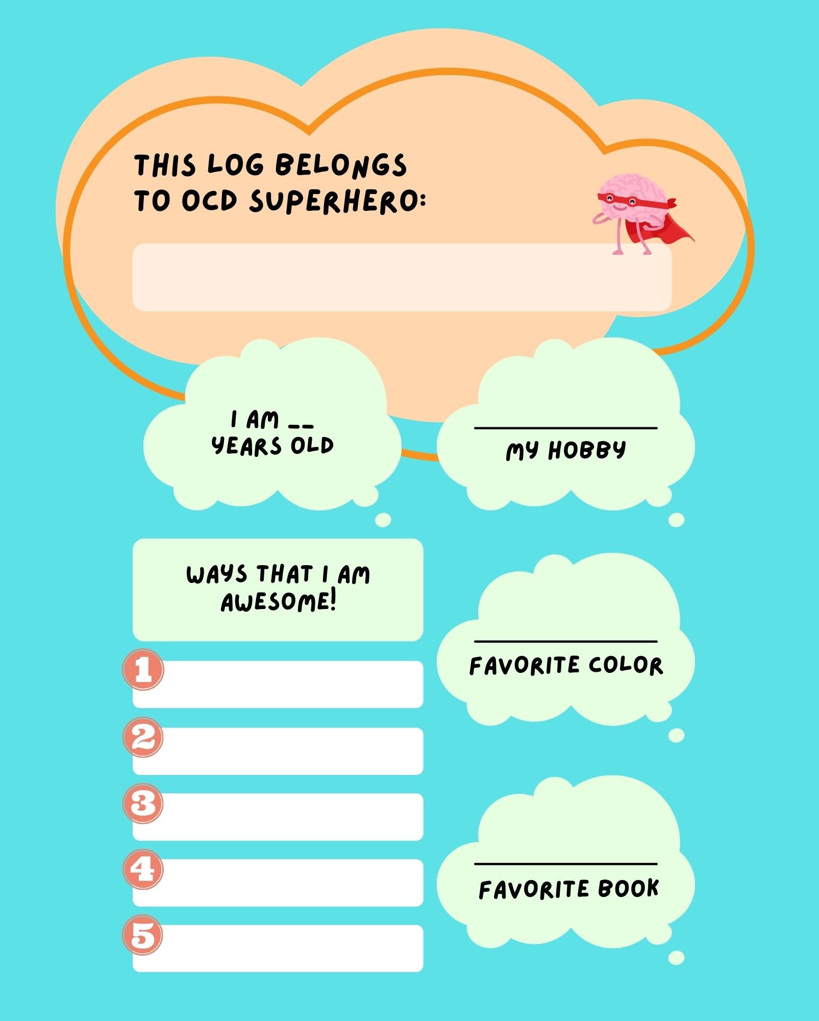 Printable OCD Therapy Log for Kids and Their Caregivers - Etsy