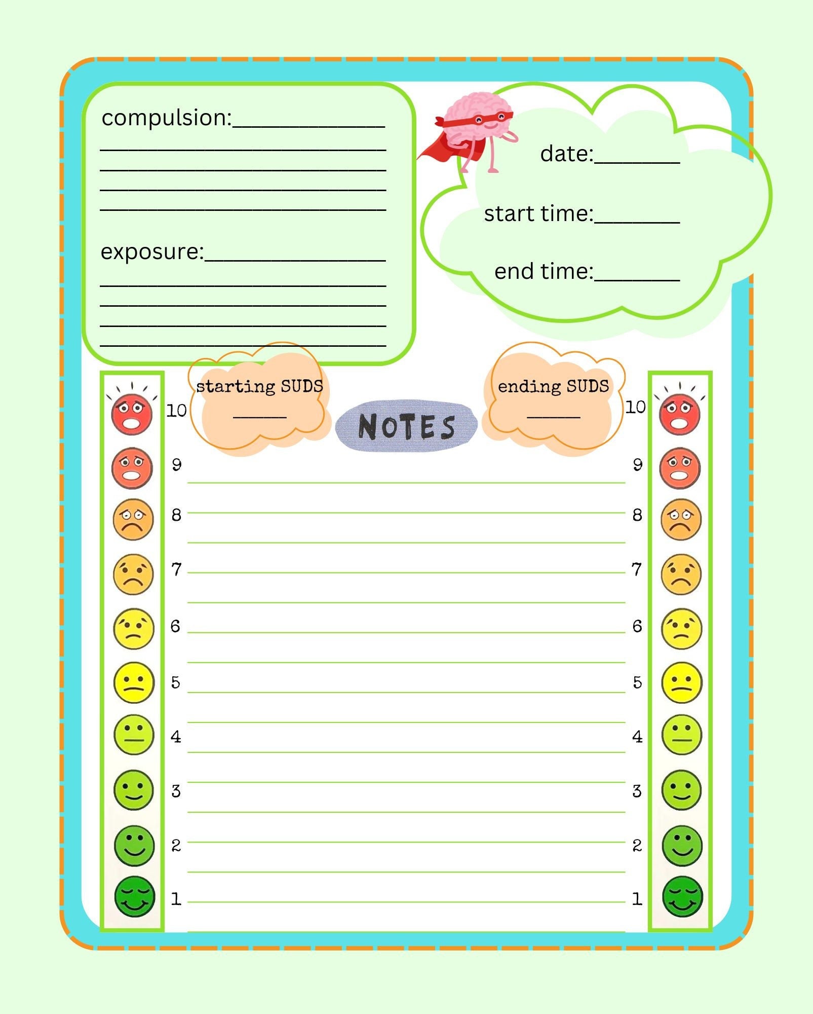 Printable OCD Therapy Log for Kids and Their Caregivers - Etsy