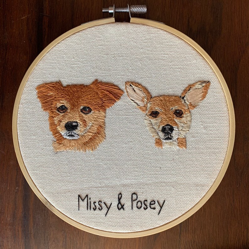 Custom Hand Embroidered Pet Portrait - Etsy