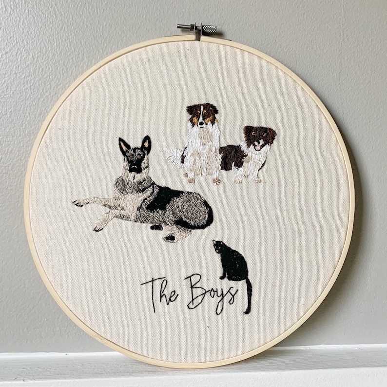 Custom Hand Embroidered Pet Portrait - Etsy