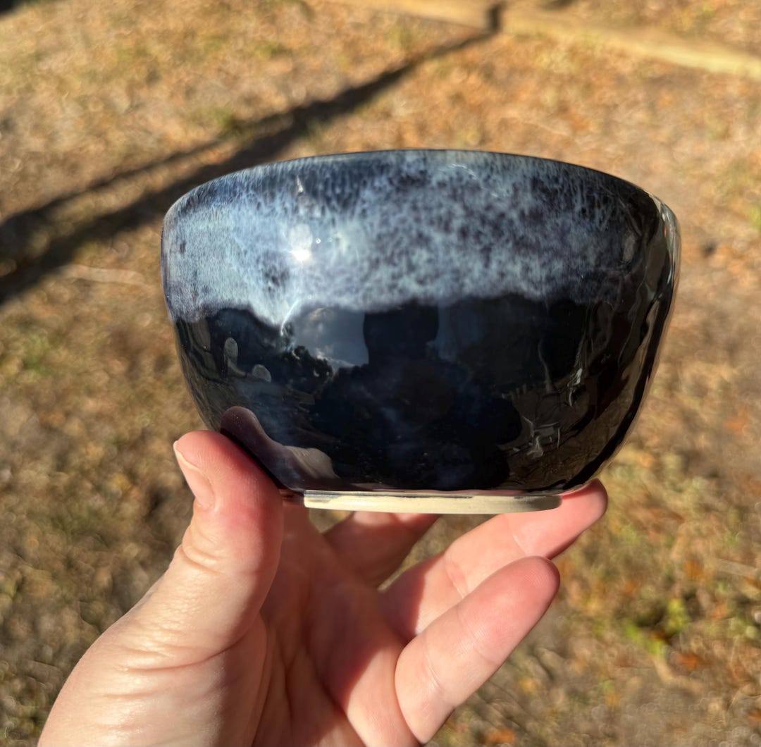 Hand Painted Obsidian Ceramic Bowl: Wheel Thrown Stoneware - Etsy