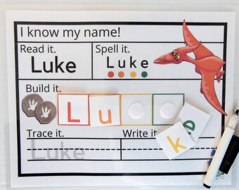 Dry Erase Name Mat, Learn to Spell and Write Name for Preschooler and ...