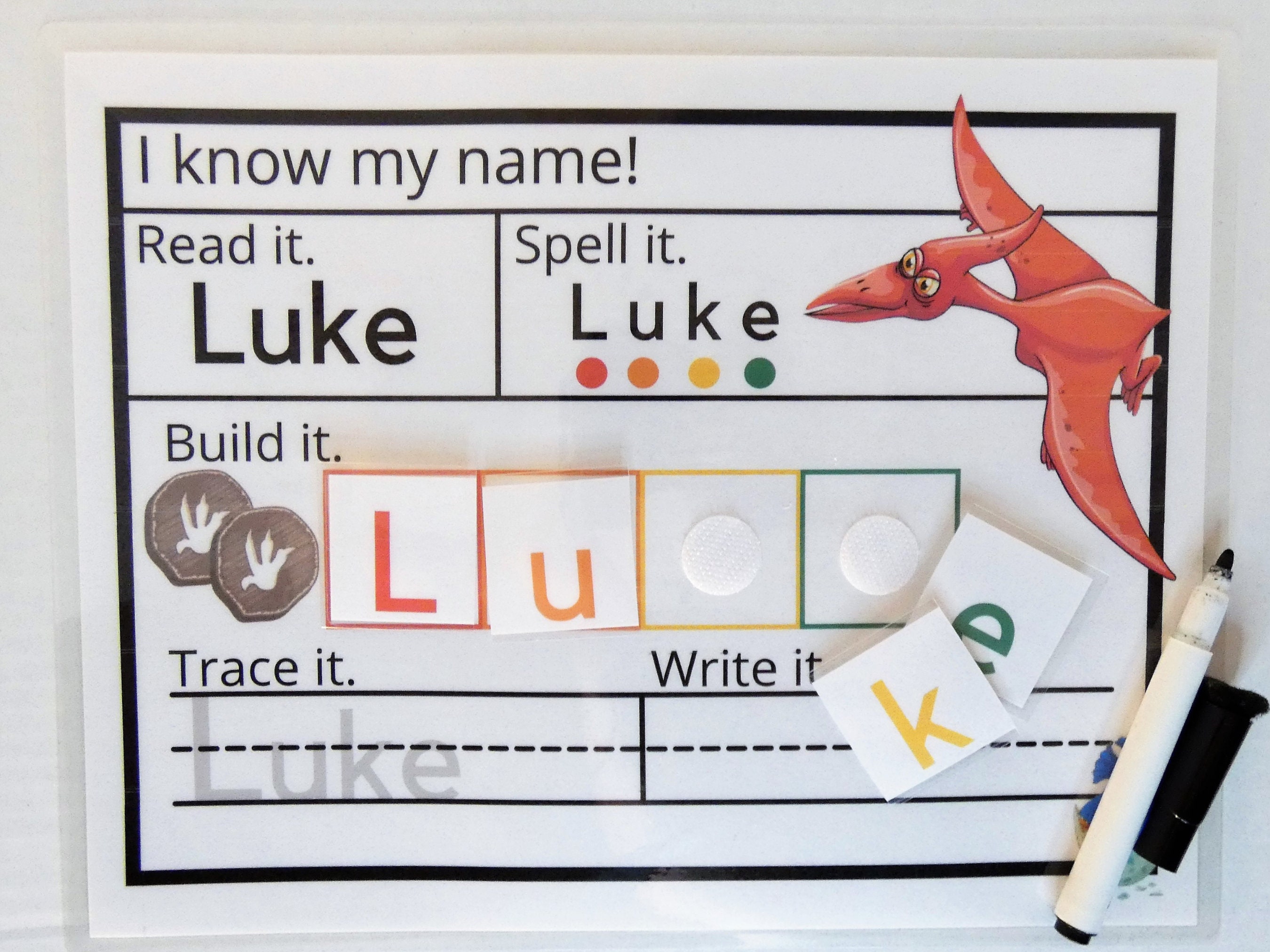 Dry Erase Name Mat, Learn to Spell and Write Name for Preschooler and ...