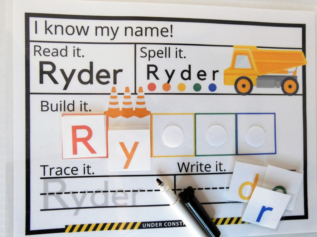 Dry Erase Name Mat, Montesorri Activity to Learn to Spell and Write ...