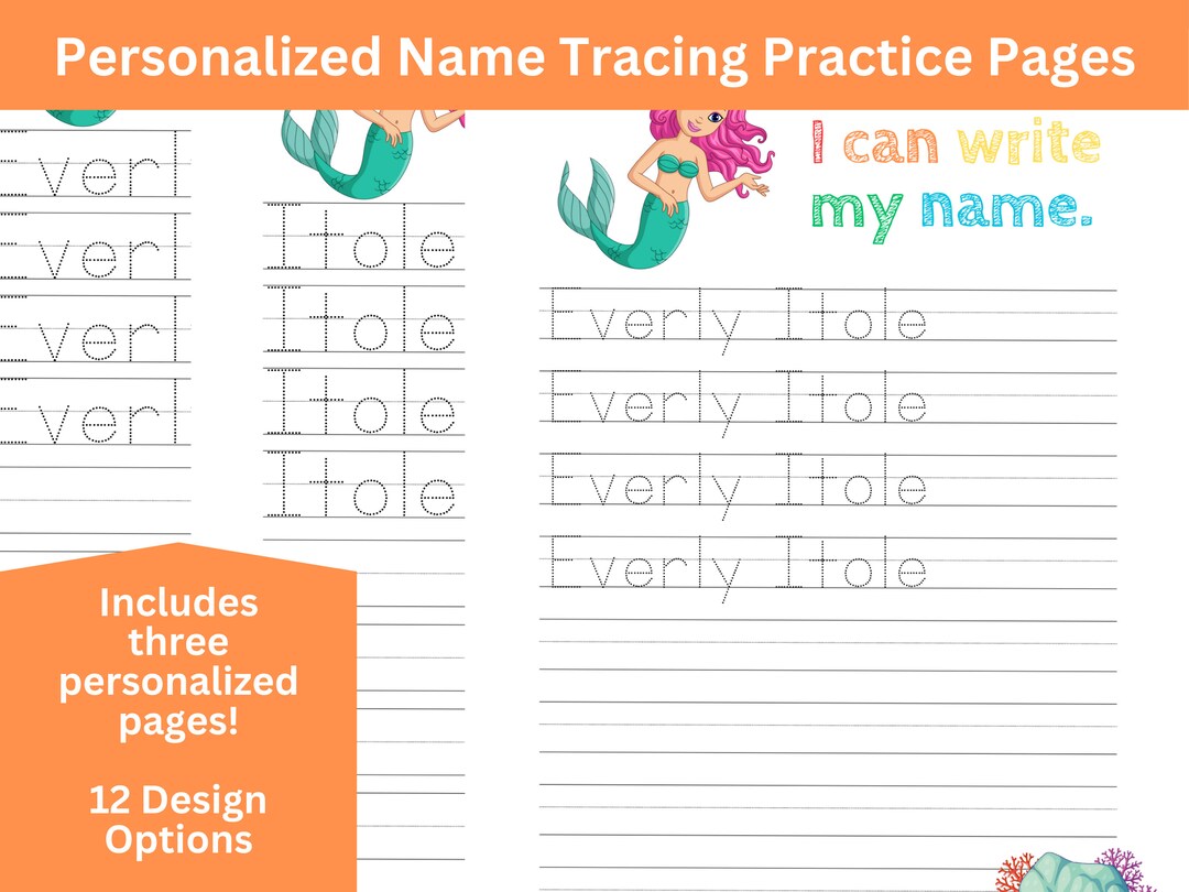 Set of 3 Personalized Name Tracing Page - Perfect for Toddler ...