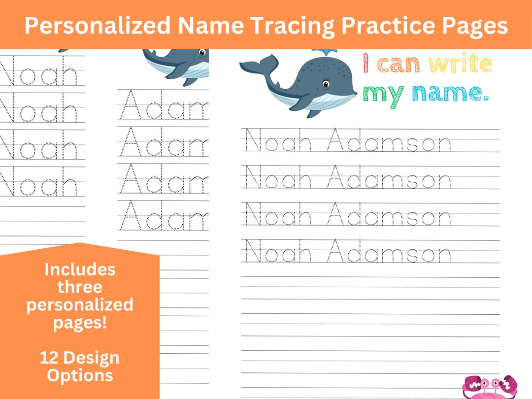 Set of 3 Personalized Name Tracing Page - Perfect for Toddler ...