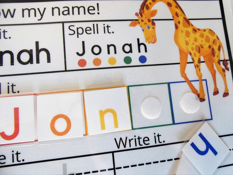 Dry Erase Name Mat Montesorri Activity to Learn to Spell and - Etsy