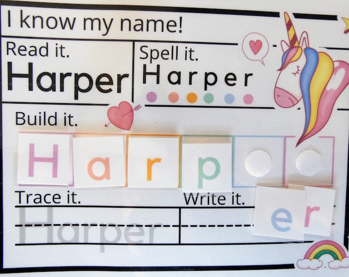 Dry Erase Name Mat, Montesorri Activity to Learn to Spell and Write ...