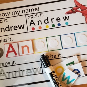 Dry Erase Name Mat, Learn to Spell and Write Name for Preschooler and ...