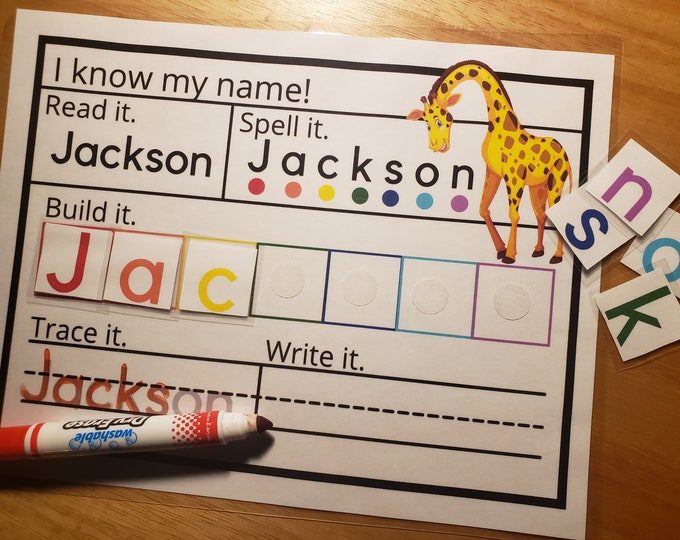 For Classroom Use. Dry Erase Name Mat, Learn to Spell and Write Name ...