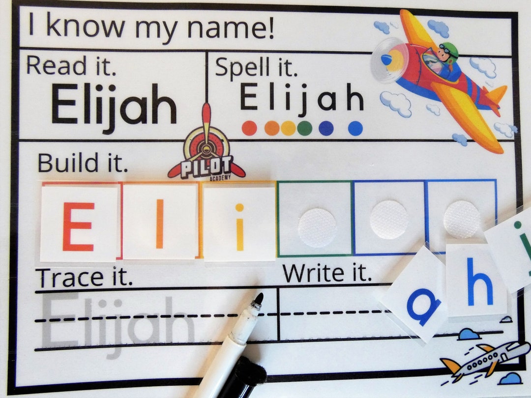 Dry Erase Name Mat, Montesorri Activity to Learn to Spell and Write ...