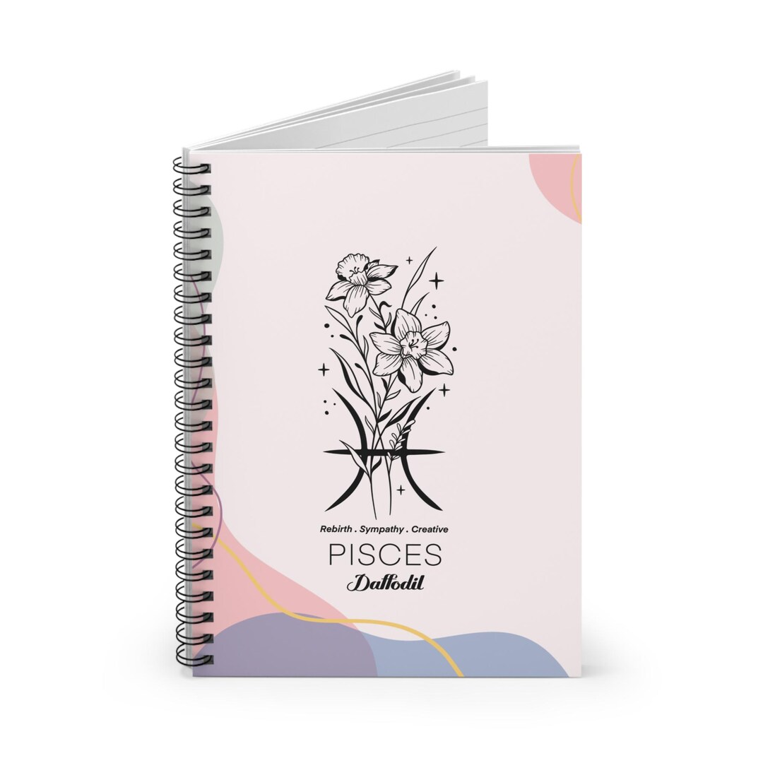Pisces Floral Spiral Notebook - Aesthetic Journal for Pisces Lovers ...