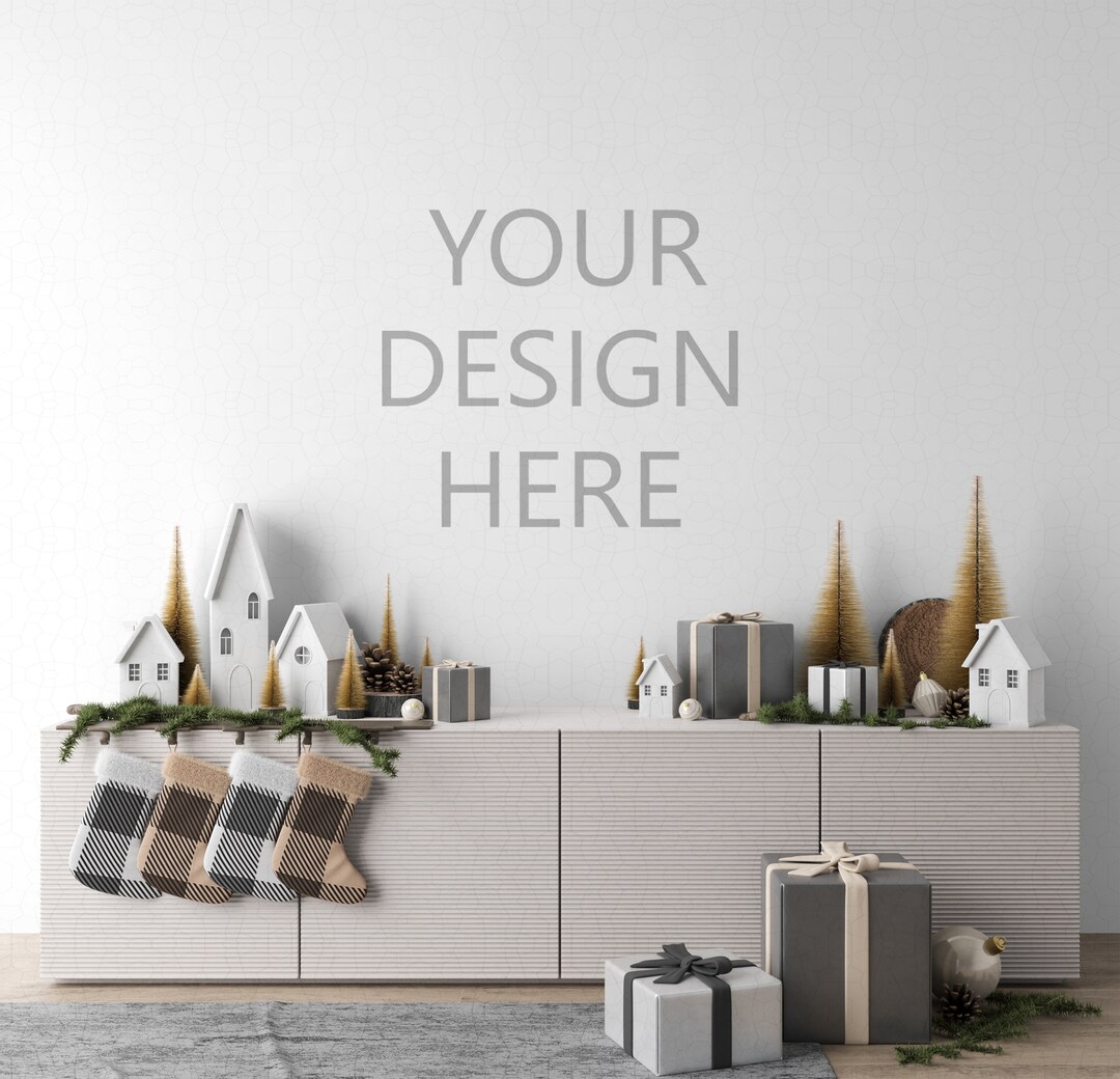 Wallpaper Mockup or Mockup for Your Frames, Christmas Mockup, Mockup in ...