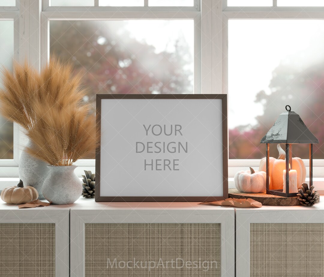 5x4 Digital Frame Art Mockup, Fall Mockup, Boho Interior Mockup ...