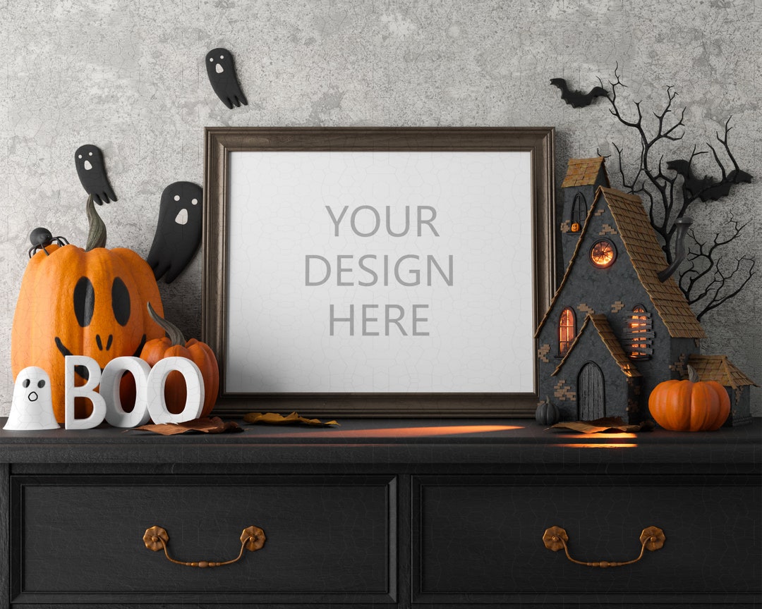 Halloween Mockup, Horizontal Digital Frame Mockup, Fall Frame Mockup ...