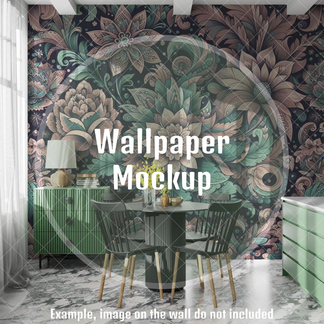 Wallpaper Mockup, Farmhouse Mockup, Home Interior Mockup, Dining Room ...