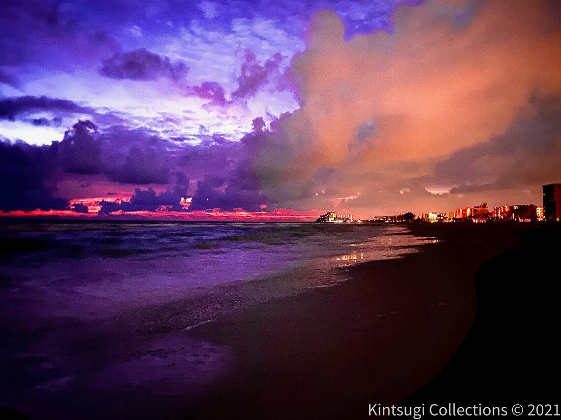 The Beach at Midnight Florida Beach at Sunset Print of - Etsy