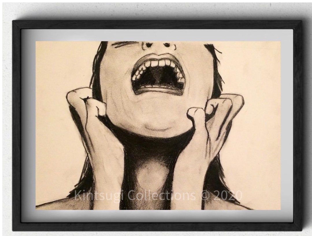 Scream | Emotional Black & White Illustration | Woman Screaming Print ...