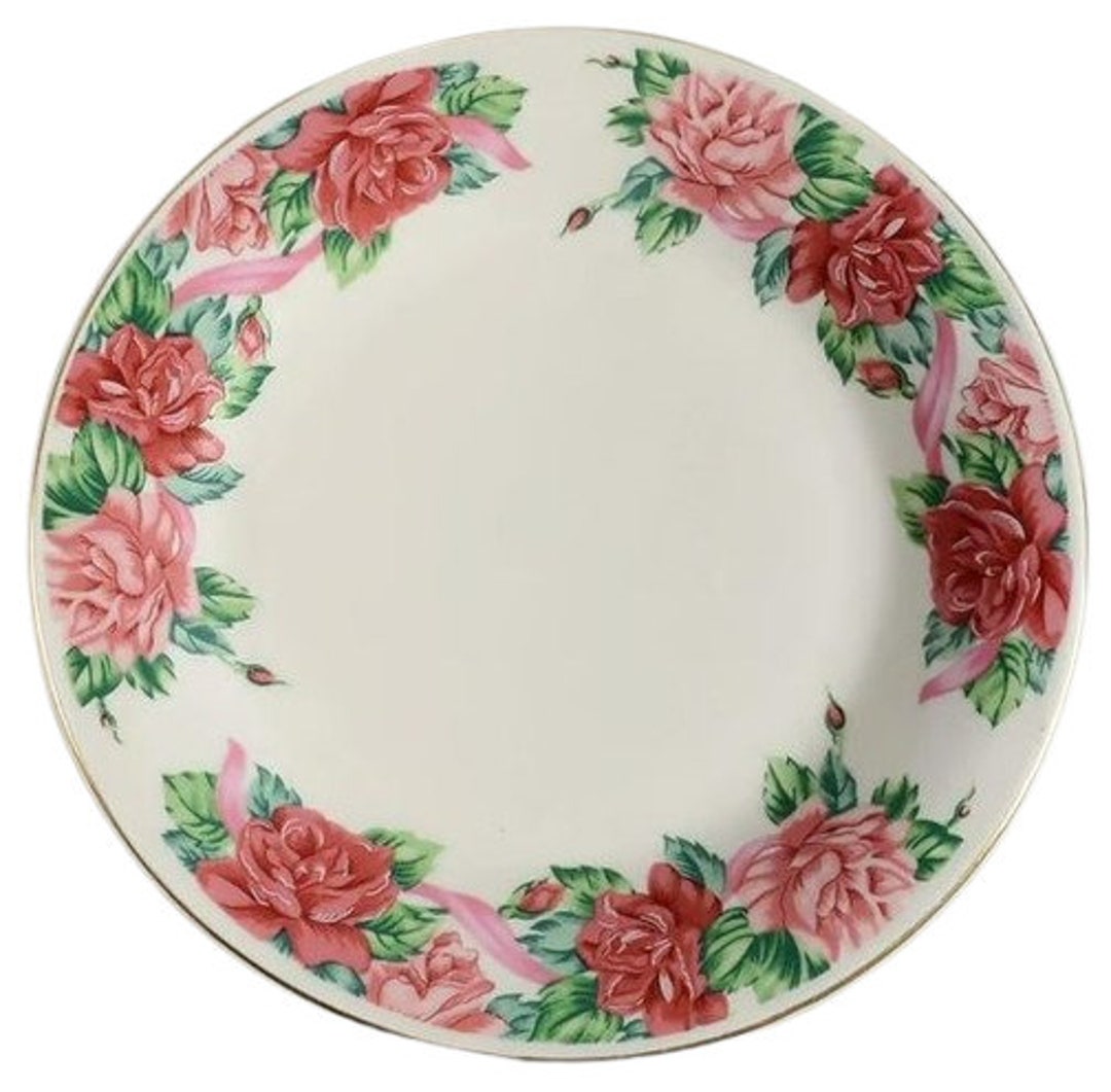 2 Dinner PLATES / TABLETOPS UNLIMITED Rose Garden, Porcelain China ...