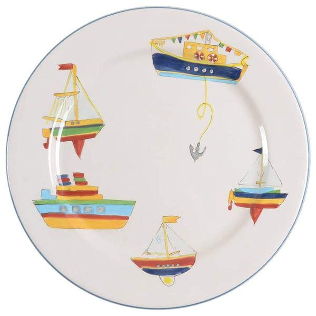4 Dinner PLATES / STUDIO NOVA Yacht Race Sh305, White Red Yellow Green ...