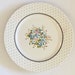 4 Dinner Plates / POLKA DOTS and FLOWERS / Red Gray Pink Blue Cream ...