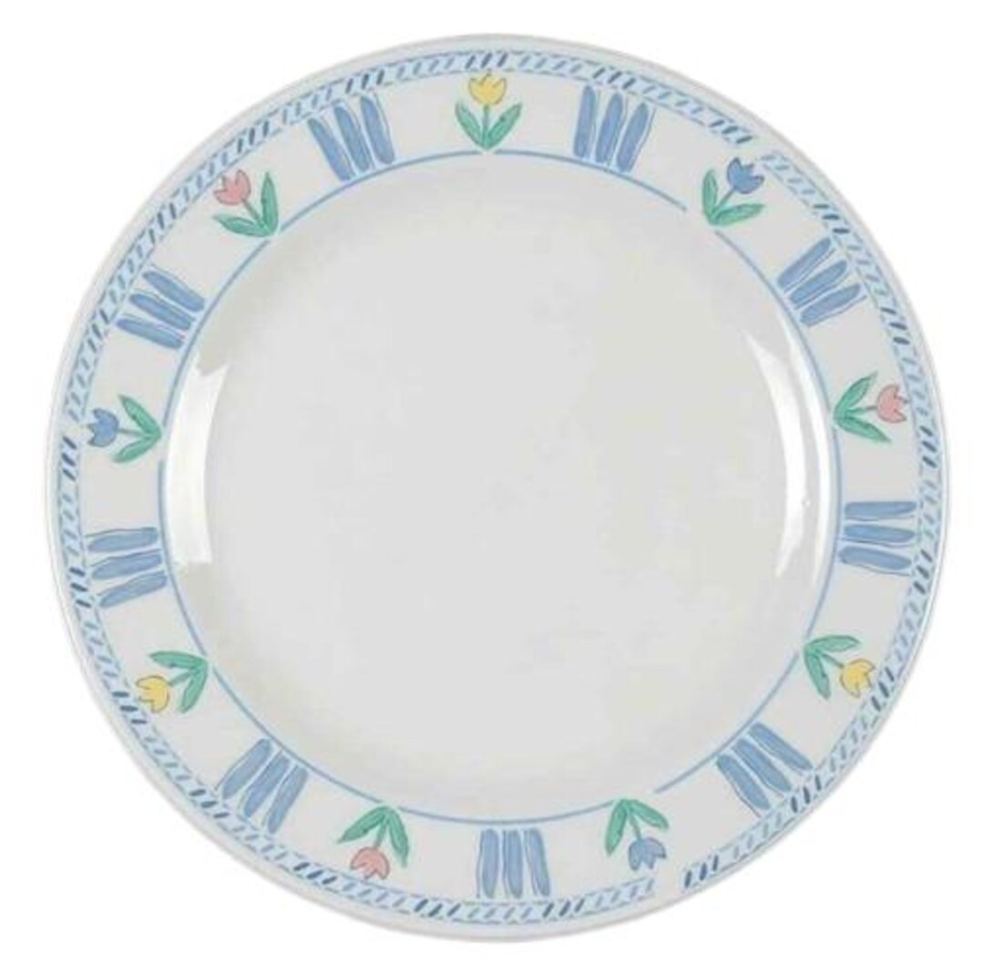 4 Side Appetizer PLATES / SIGNATURE Tavoli Stoneware / Cream Blue Pink ...