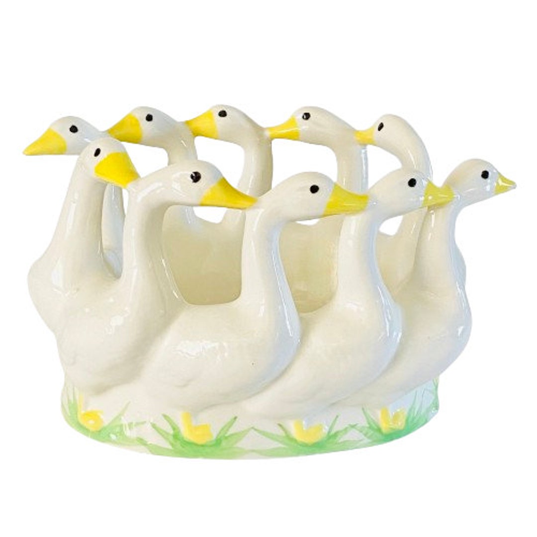 VINTAGE Table Centerpiece BOWL Candy DISH / Gaggle of Geese Signed Metu ...