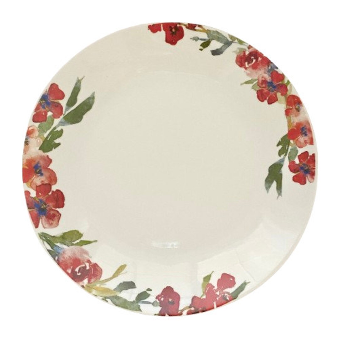 4 Dinner PLATES / TABLETOPS GALLERY / White Red Green / Flowers Floral ...