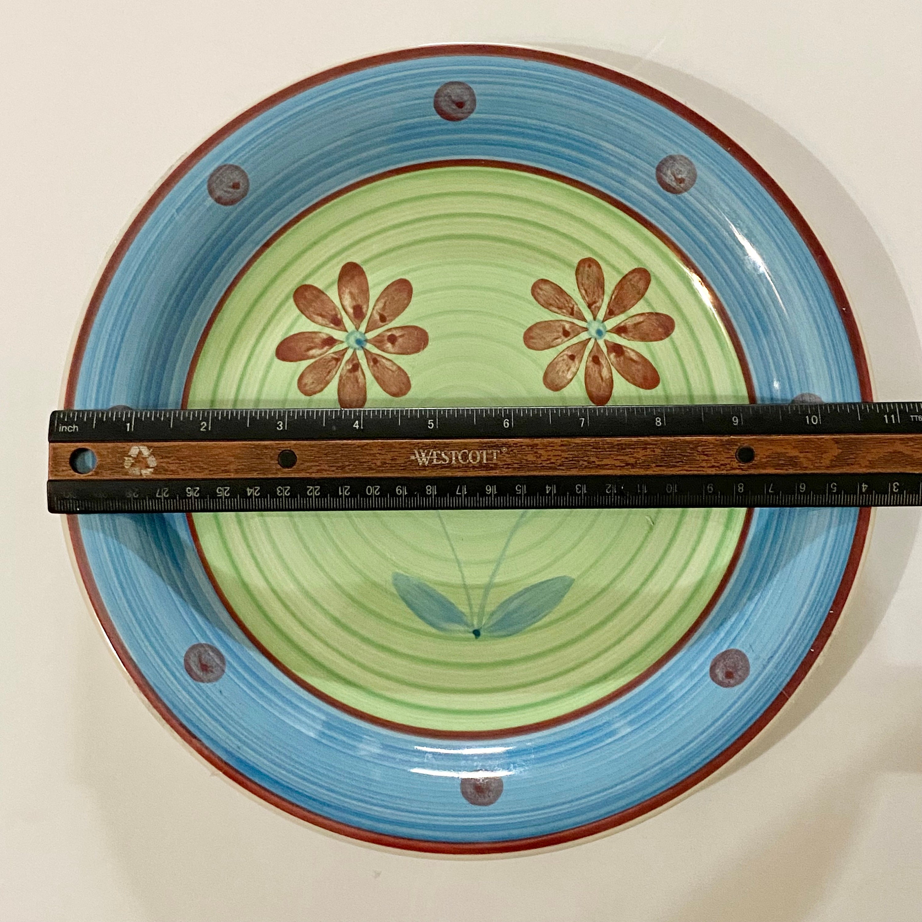 4 Dinner PLATES / MULBERRY Home Collection / Burgundy Purple Green Blue ...