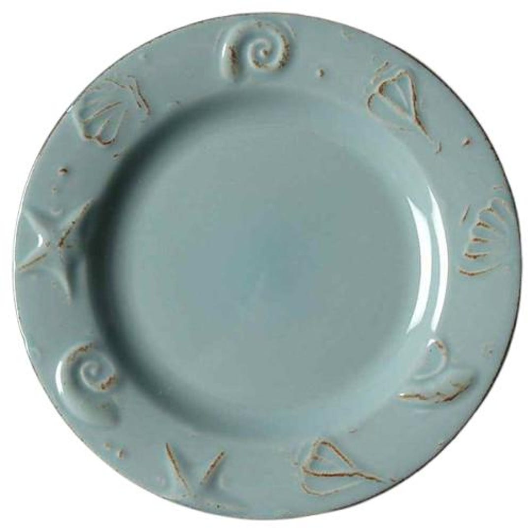 2 Salad Side PLATES / THOMSON POTTERY Cape Cod / Blue Green / Shell ...