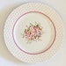 4 Dinner Plates / POLKA DOTS and FLOWERS / Red Gray Pink Blue Cream ...