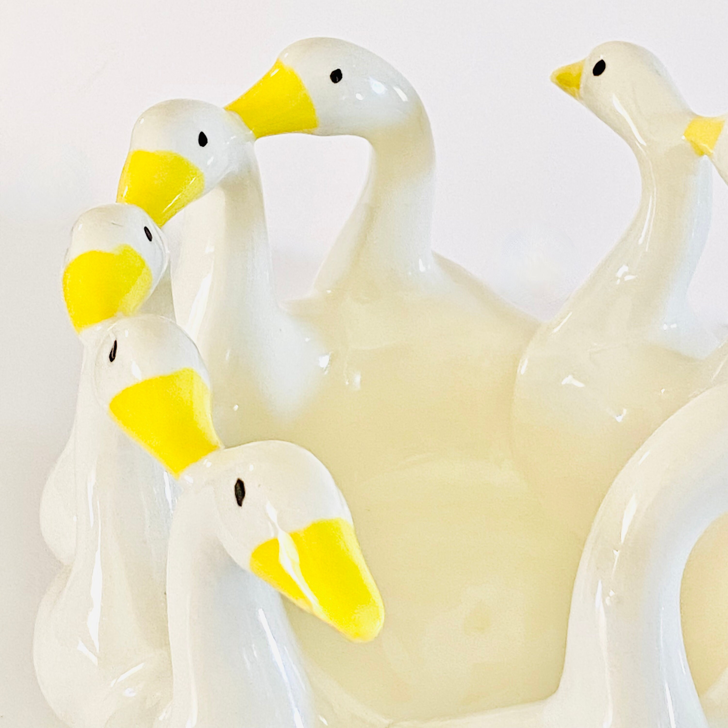 VINTAGE Table Centerpiece BOWL Candy DISH / Gaggle of Geese Signed Metu ...