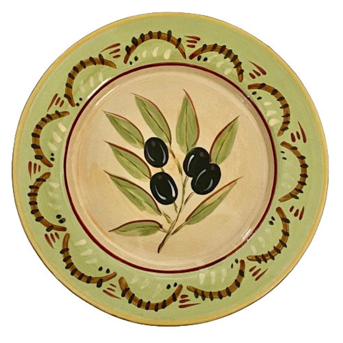 4 Dinner PLATES / HAUSENWARE Black Olives / Beige, Brown Yellow Black ...
