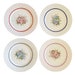 4 Dinner Plates / POLKA DOTS and FLOWERS / Red Gray Pink Blue Cream ...