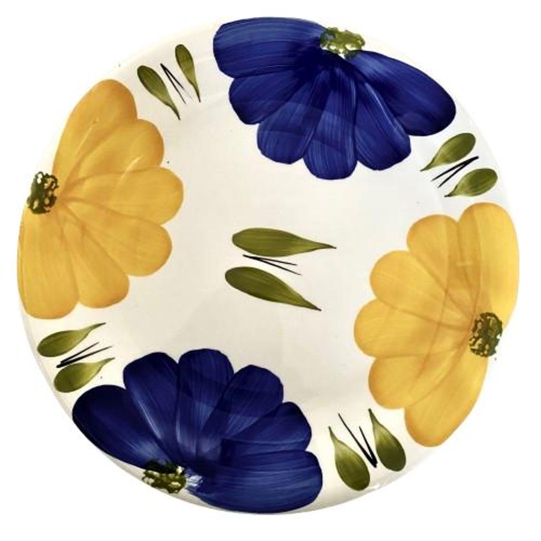 4 Dinner PLATES / ITALY, Maxam , Italian Daisy, Hand-painted/ Creamy ...