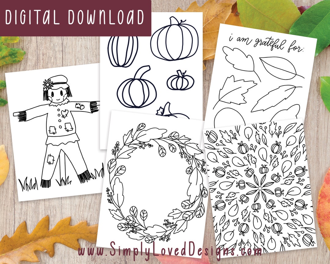 Fall Coloring Pages for Kids Autumn & Thanksgiving Printable - Etsy