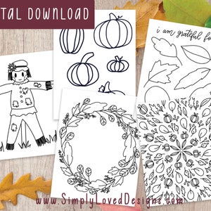 Fall Coloring Pages for Kids Autumn & Thanksgiving Printable - Etsy