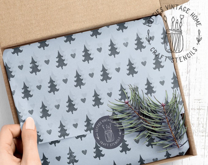A5 Christmas Stencil NORDIC TREES - Small Scale REPEATABLE Pattern ...