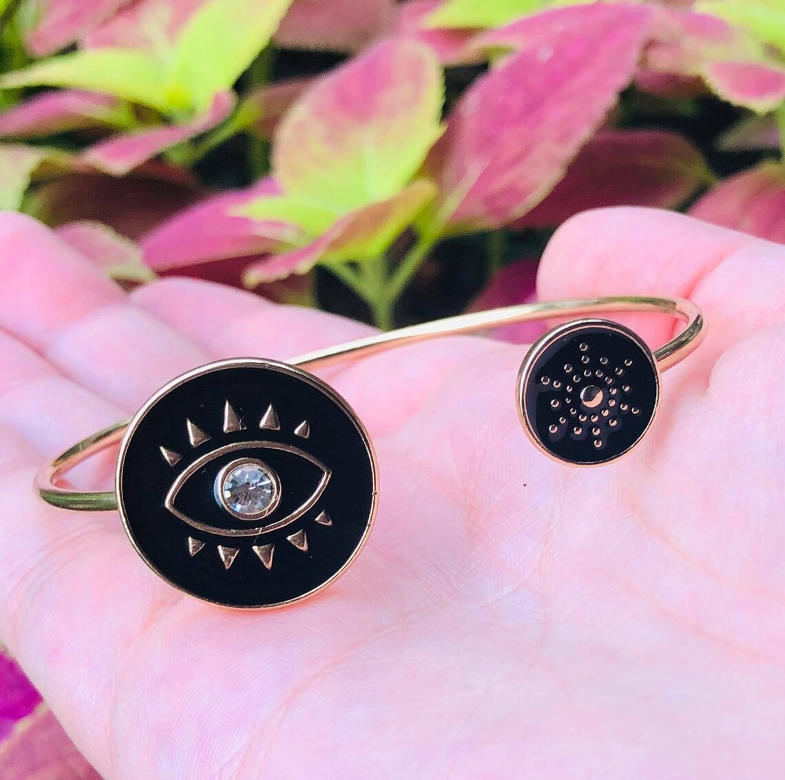 Evil Eye Bangle Bracelet Gold Evil Eye Cuff Bracelet Black - Etsy